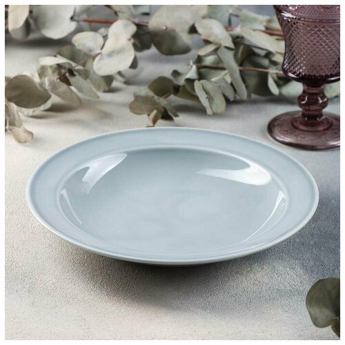 Тарелка глубокая "Акварель", 550 мл, 22,5 см, цвет светло-серый, фарфоровые тарелки для сервировки