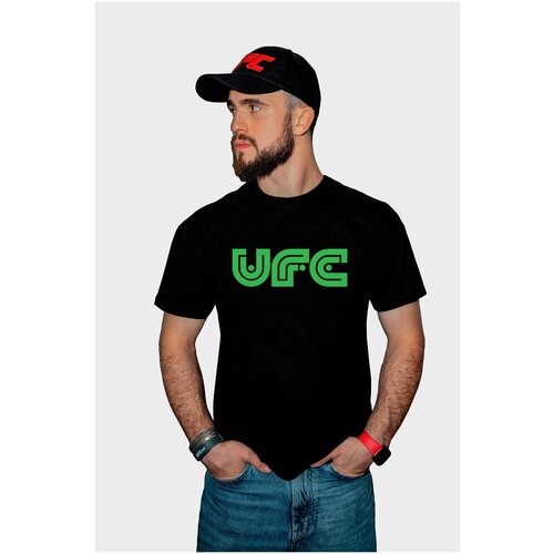Футболка UFC, размер XL, зеленый, черный