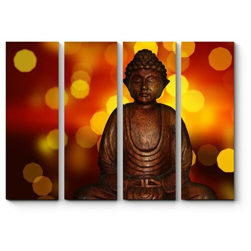 Модульная картина Статуя Будды на фоне огней70x53