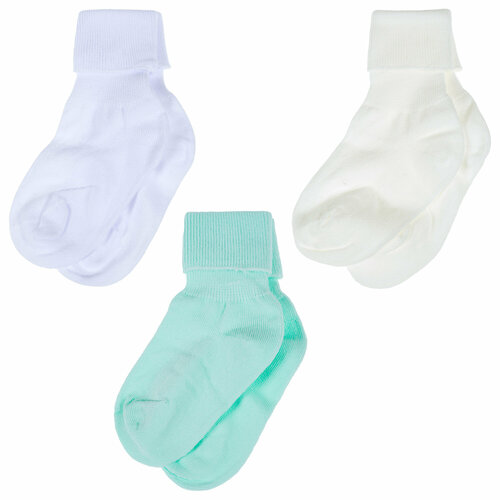 Носки RuSocks 3 пары, размер 8-9, зеленый, белый