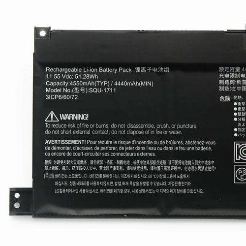 Аккумулятор для ноутбука THUNDEROBOT (SQU-1711) 911 Air, 51.28Wh, 4449mAh, 11.55V