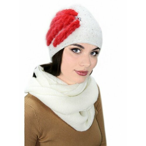 Комплект Lemmex Комплект "Адельмия" шапка+шарф, размер 59-60, белый