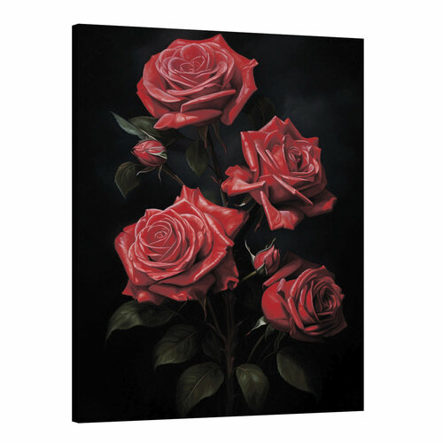 Интерьерная картина 50х70 "Розы в тенях прошлого"
