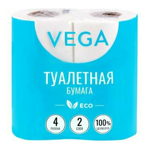 Vega Туалетная бумага Двухслойная, белая