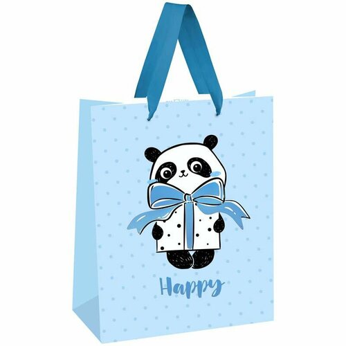 Пакет подарочный 26*32*12см MESHU "PandaGift_Blue", отд. фольгой, матовая ламинация (арт. 339828)