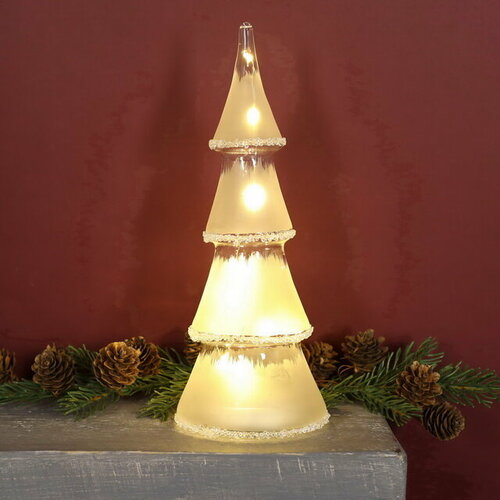 Peha Новогодний светильник Елочка Люкке 23 см, 10 тёплых белых LED ламп, на батарейках, стекло GF-16320