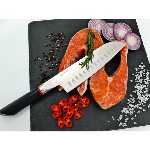 Кухонный нож "Santoku", серии Fermin (Рукоять ABS пластик) Клинок 18 см.