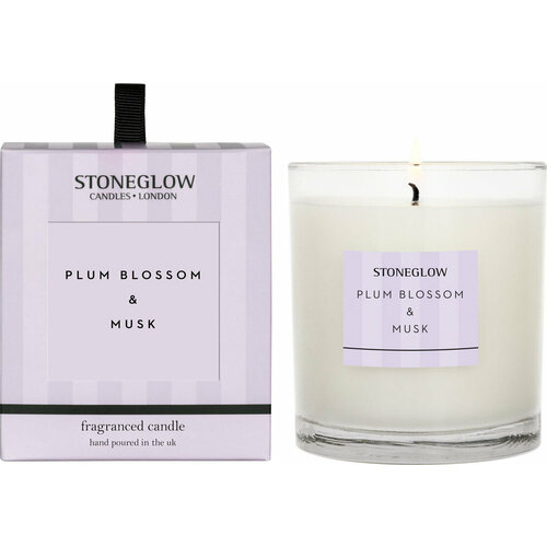 Свеча ароматическая StoneGlow "Цветок сливы и мускус", для декора, парфюм для дома, 1 шт.