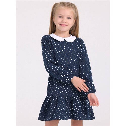 Школьное платье Апрель, размер 72-140, синий, белый