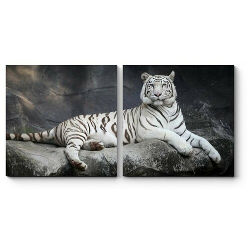 Модульная картина Величественный белый тигр 90x45