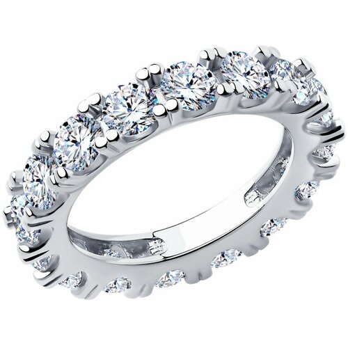 Кольцо Diamant online, серебро, 925 проба, фианит, размер 19