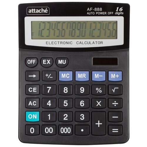 Комплект 2 штук, Калькулятор настольный Attache AF-888 16 разрядный черный 210x165x48 мм