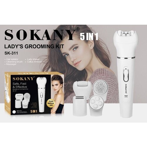 Профессиональный Депилятор SOKANY HС-311 CLEAN LEGS /Мощный женский эпилятор для удаления волос 5/1/ Депиляция/Педикюр /Беспроводной