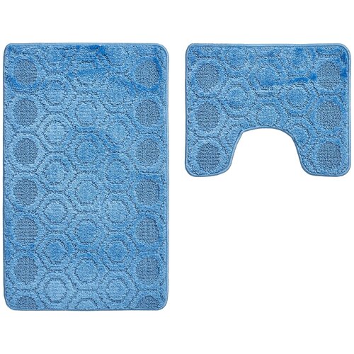 Набор ковриков для ванной и туалета актив icarpet 50*80+50*40 (002) синий 56