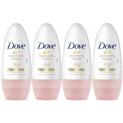 Дезодорант-антиперспирант роликовый Dove Нежность пудры женский 50 мл, 4 упаковки