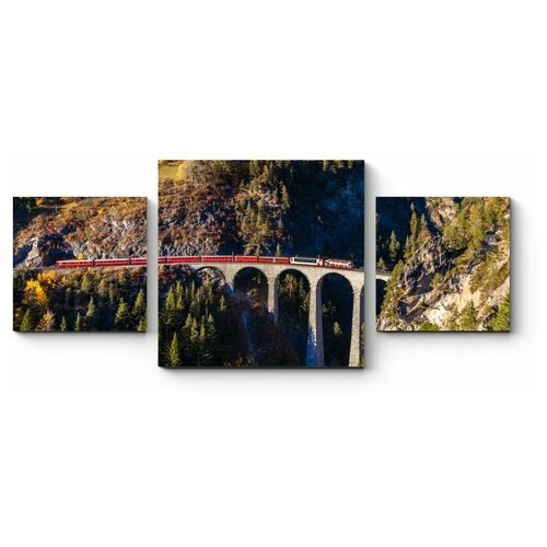 Модульная картина Поезд Железной дороги Рэетиан80x34