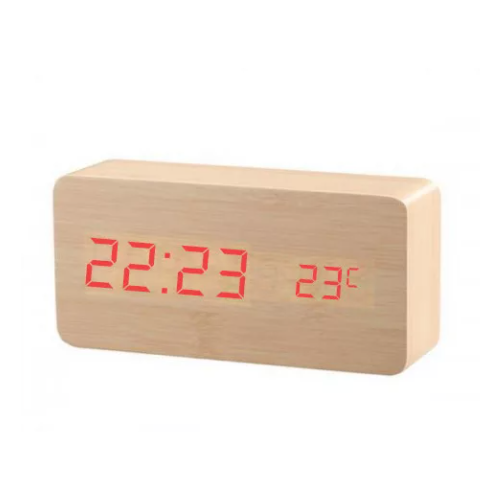 Настольные цифровые часы-будильник VST-862 (Бежевые) (красные цифры)