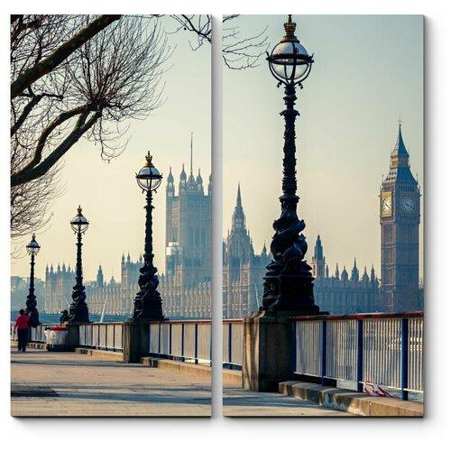 Модульная картина На набережной Темзы, Лондон 70x70
