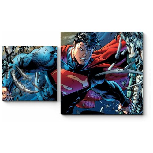 Модульная картина Супермен, разбивающий стену 70x42