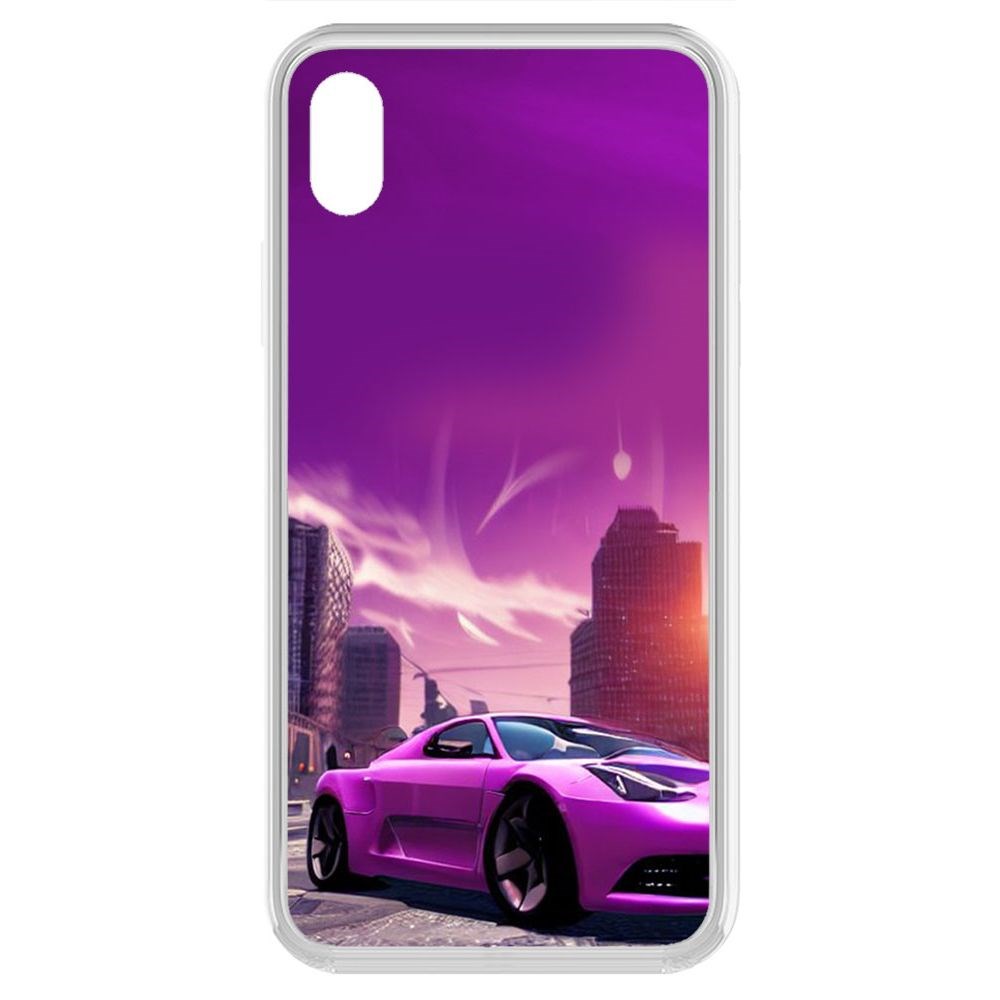 Чехол-накладка Krutoff Clear Case Розовое авто для iPhone XR