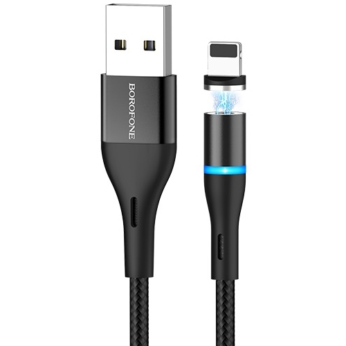 Магнитный кабель Borofone BU16, USB To Lightning для iPhone, 1.2м, 2.4A, черный