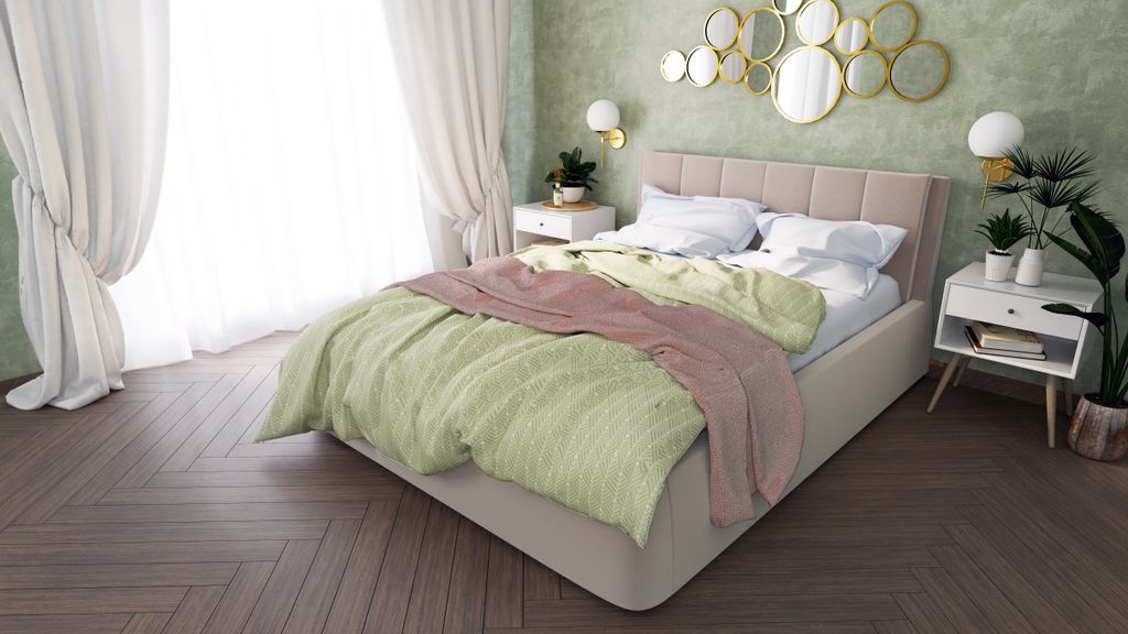 Кровать двуспальная MyCloud Болеро 200x190 с мягкими подушками в изголовье