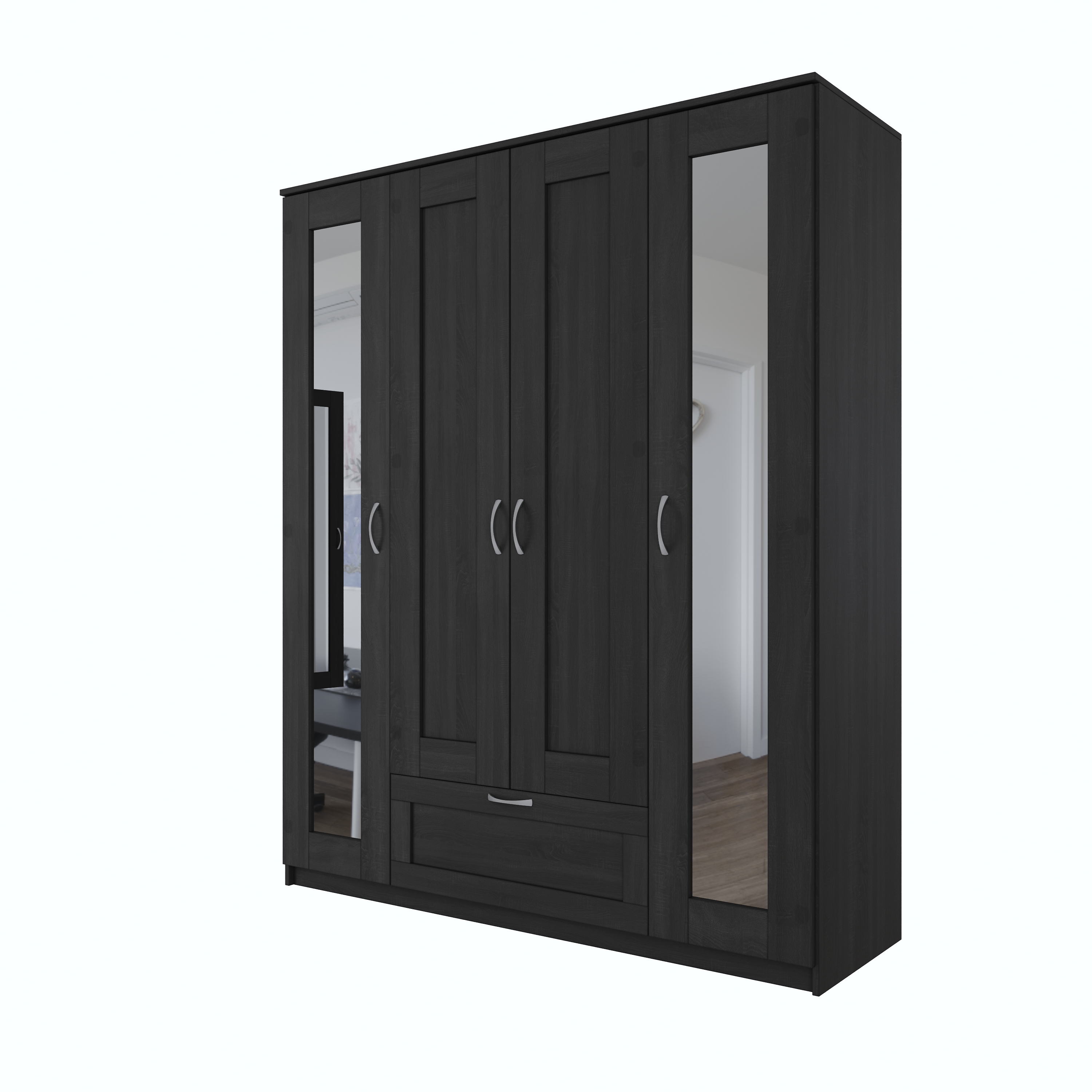 Шкаф комбинированный Шведский Стандарт Сириус (4 двери и 1 ящик, с 2 зеркалами) Венге