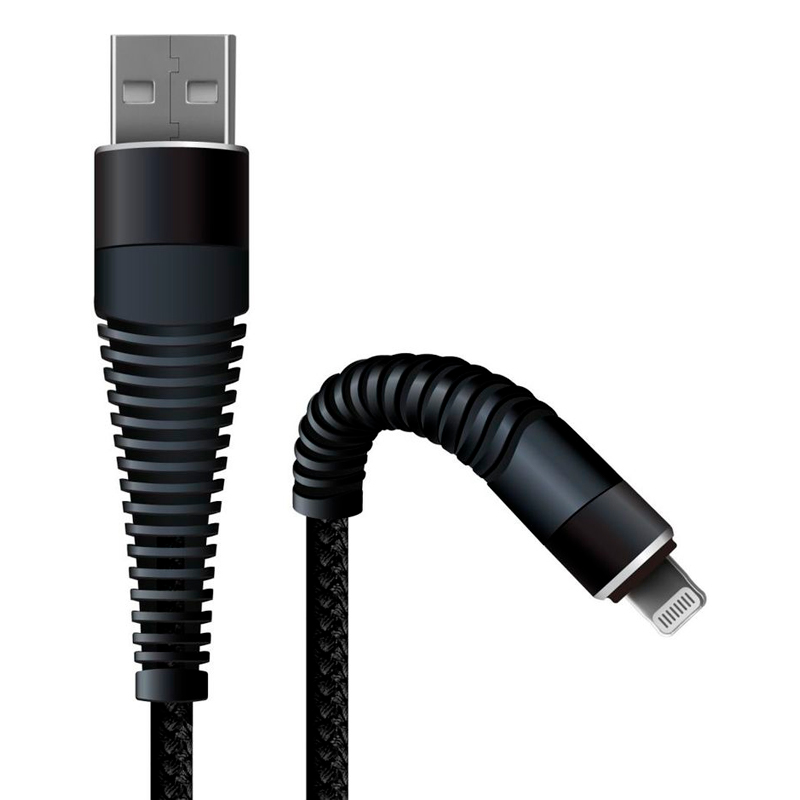 Кабель BoraSCO Fishbone USB/Lightning 3А 1м, черный (38507)