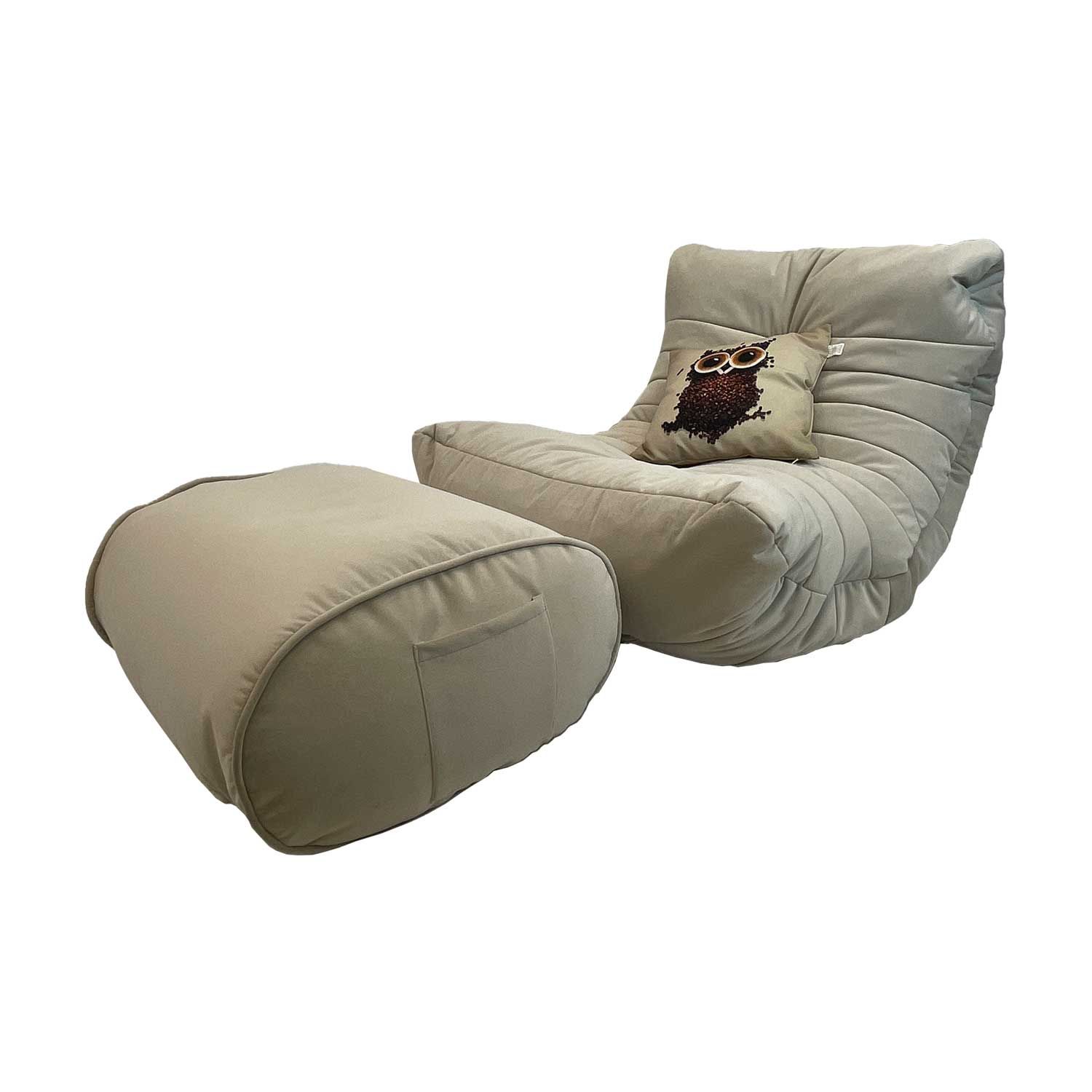 Кресло-мешок для отдыха дома с оттоманкой aLounge - Acoustic Lounge - Eco Weave (Велюр)