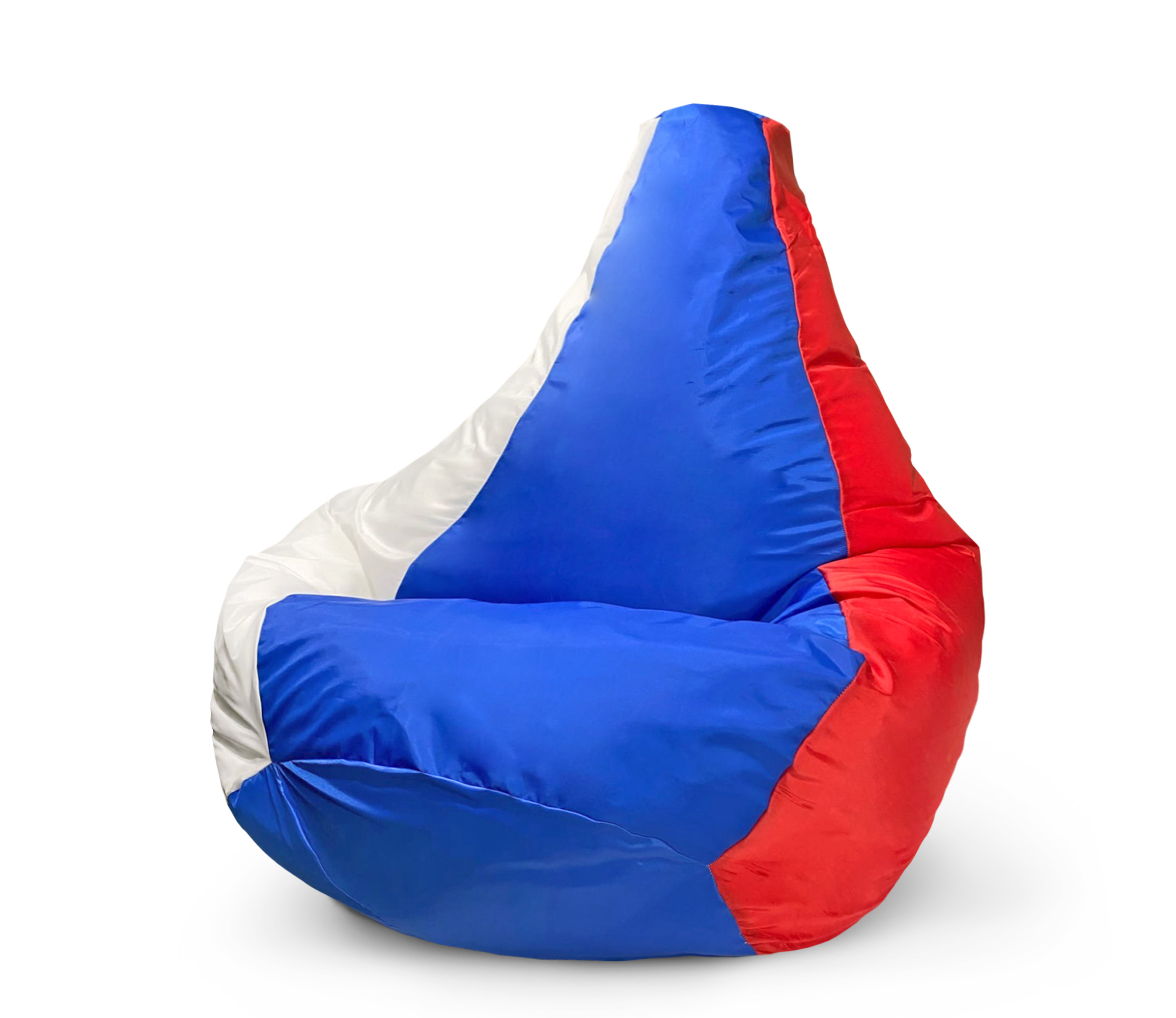 Кресло-мешок ONPUFF пуфик груша, размер XXXL, белый синий красный оксфорд