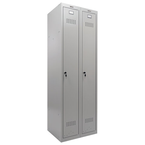 Шкаф металлический для одежды BRABIX "LK 21-80", УСИЛЕННЫЙ, 2 секции Серый