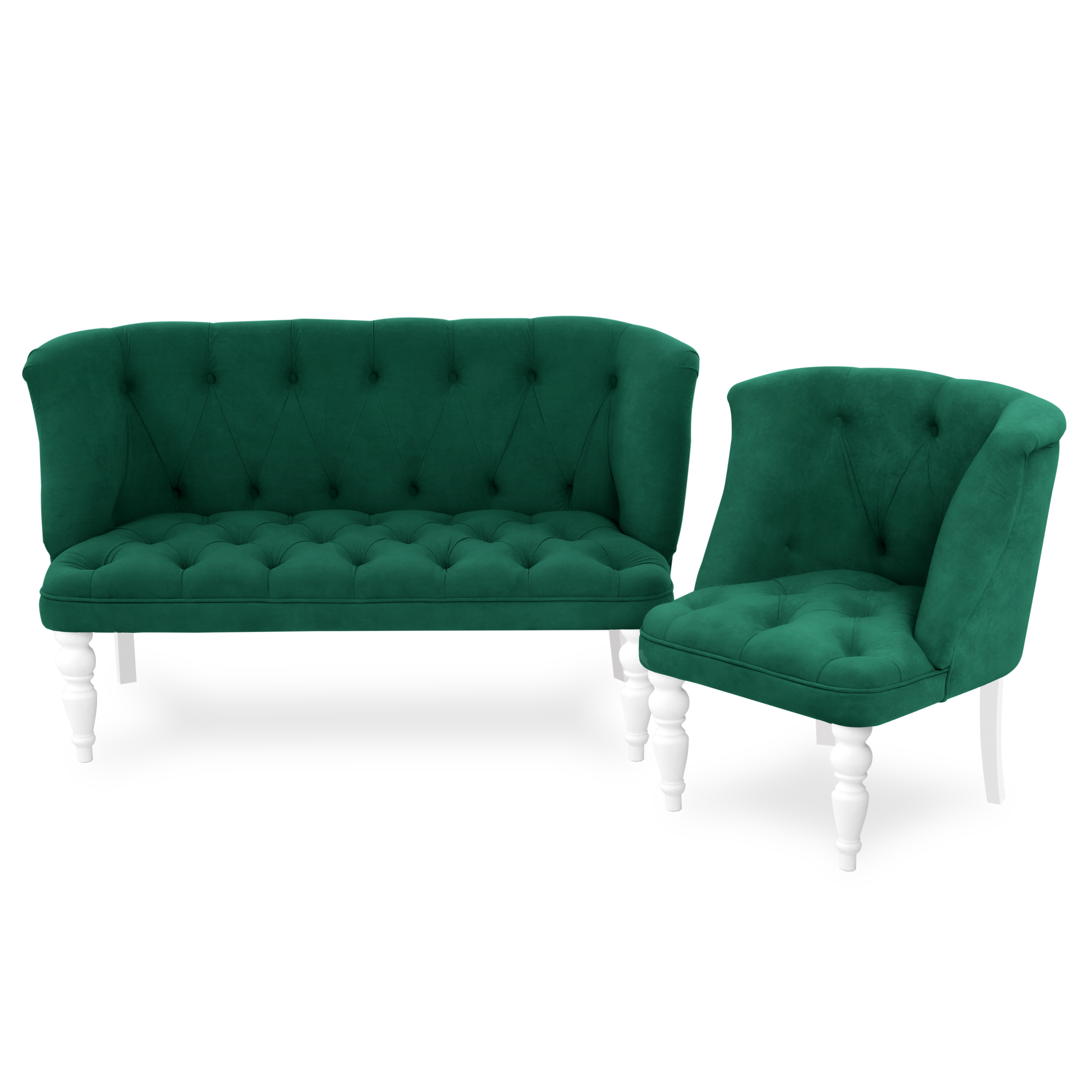 Комплект мягкой мебели BRENDOSS Бриджит диван и кресло изумруд/белый
