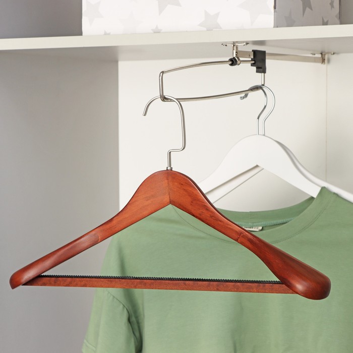 Вешалка-плечики для верхней одежды с перекладиной, 44,5x24,5x8 см, цвет дерево коричневое
