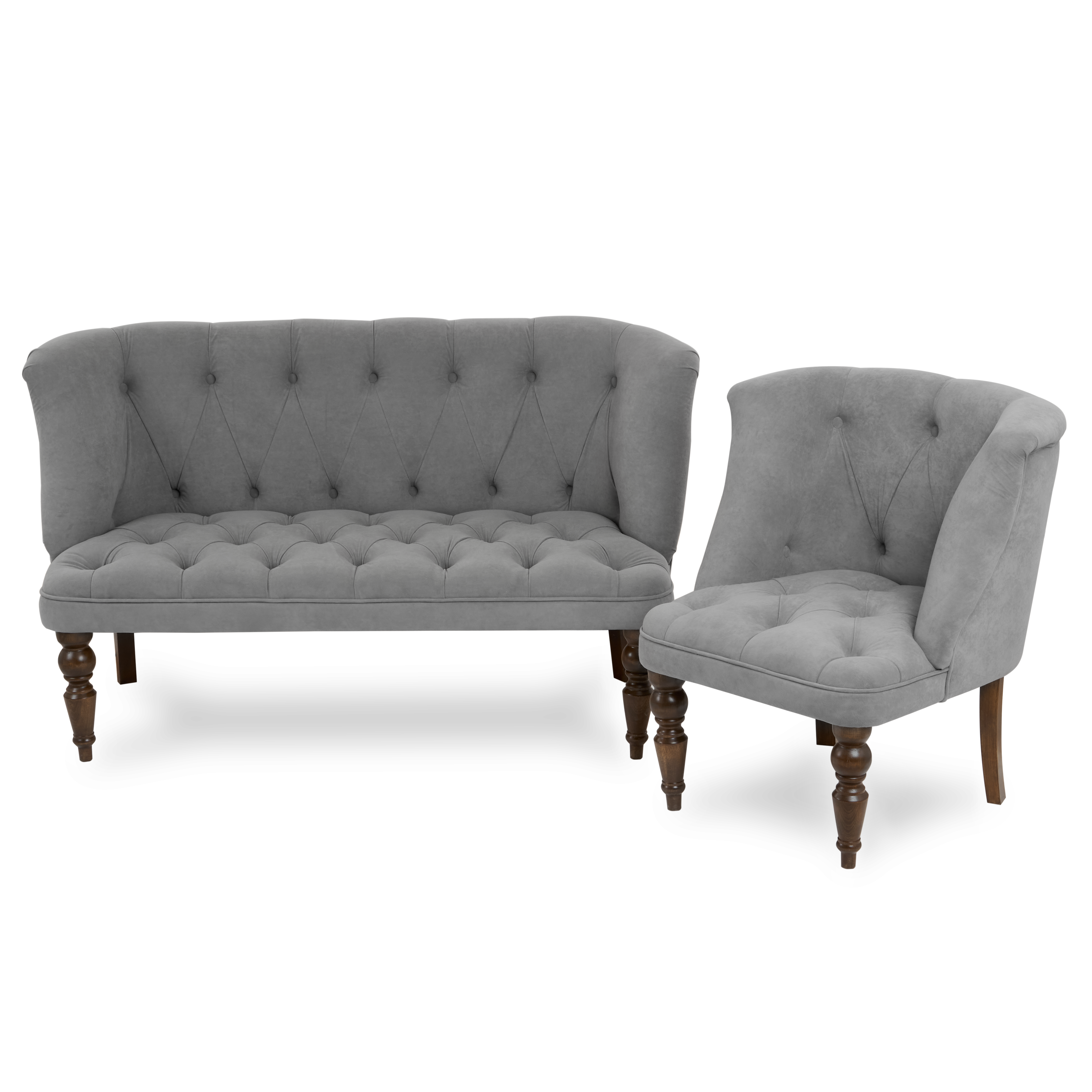 Комплект мягкой мебели BRENDOSS Бриджит диван и кресло серый/черный