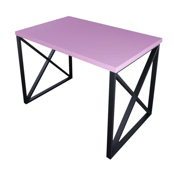 Стол кухонный Solarius Loft с крестообразными ножками 120х60х75, розовый с черными ножками