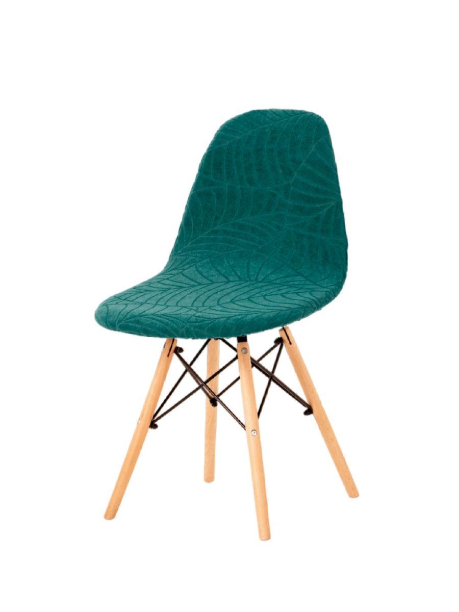 Чехол LuxAlto на стул со спинкой Eames, Aspen, Giardino, Leaves Малахитовый, 1шт. (11566)
