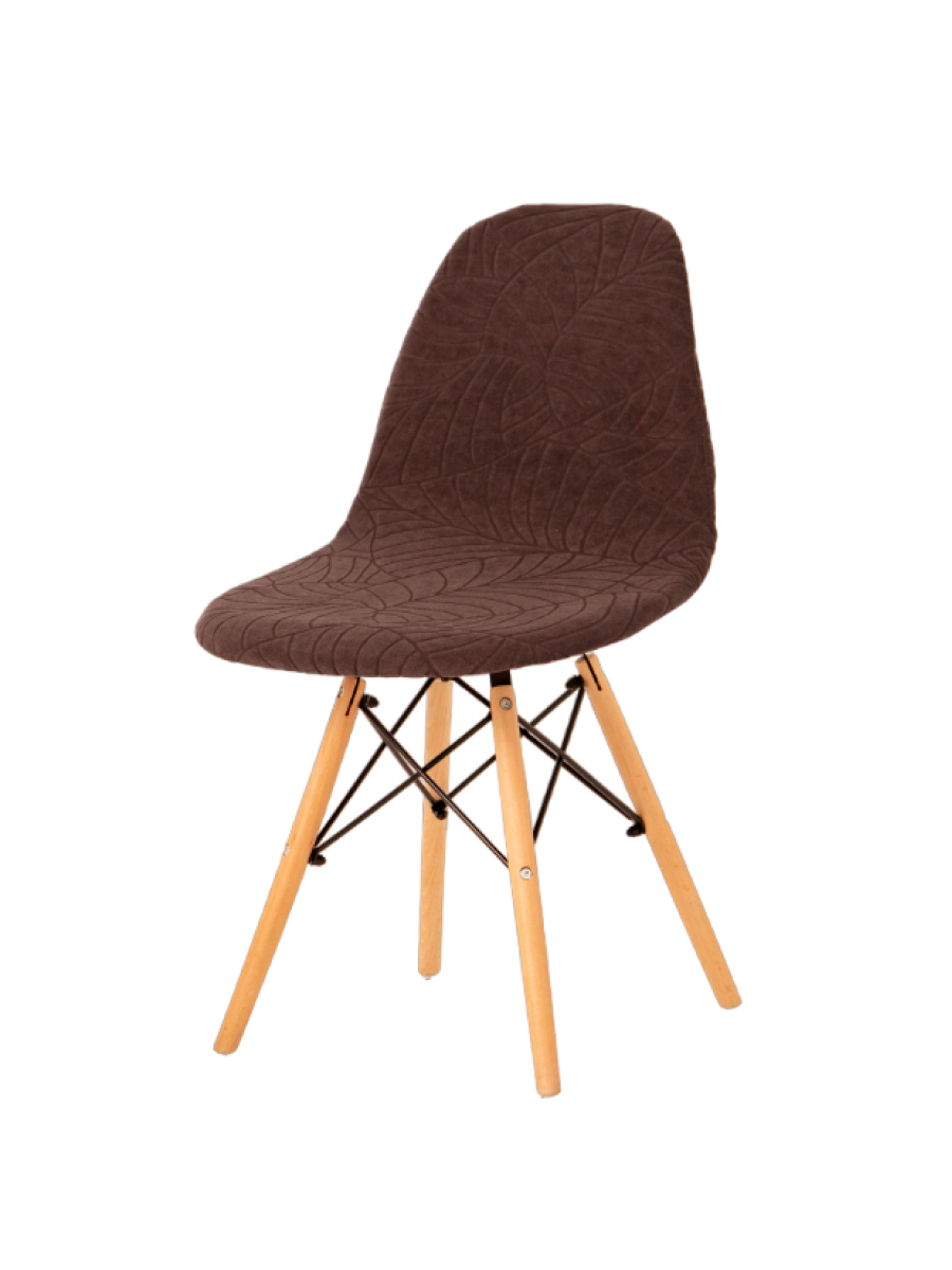 Чехол LuxAlto на стул со спинкой Eames, Aspen, Giardino, Leaves Коричневый, 1шт. (11561)