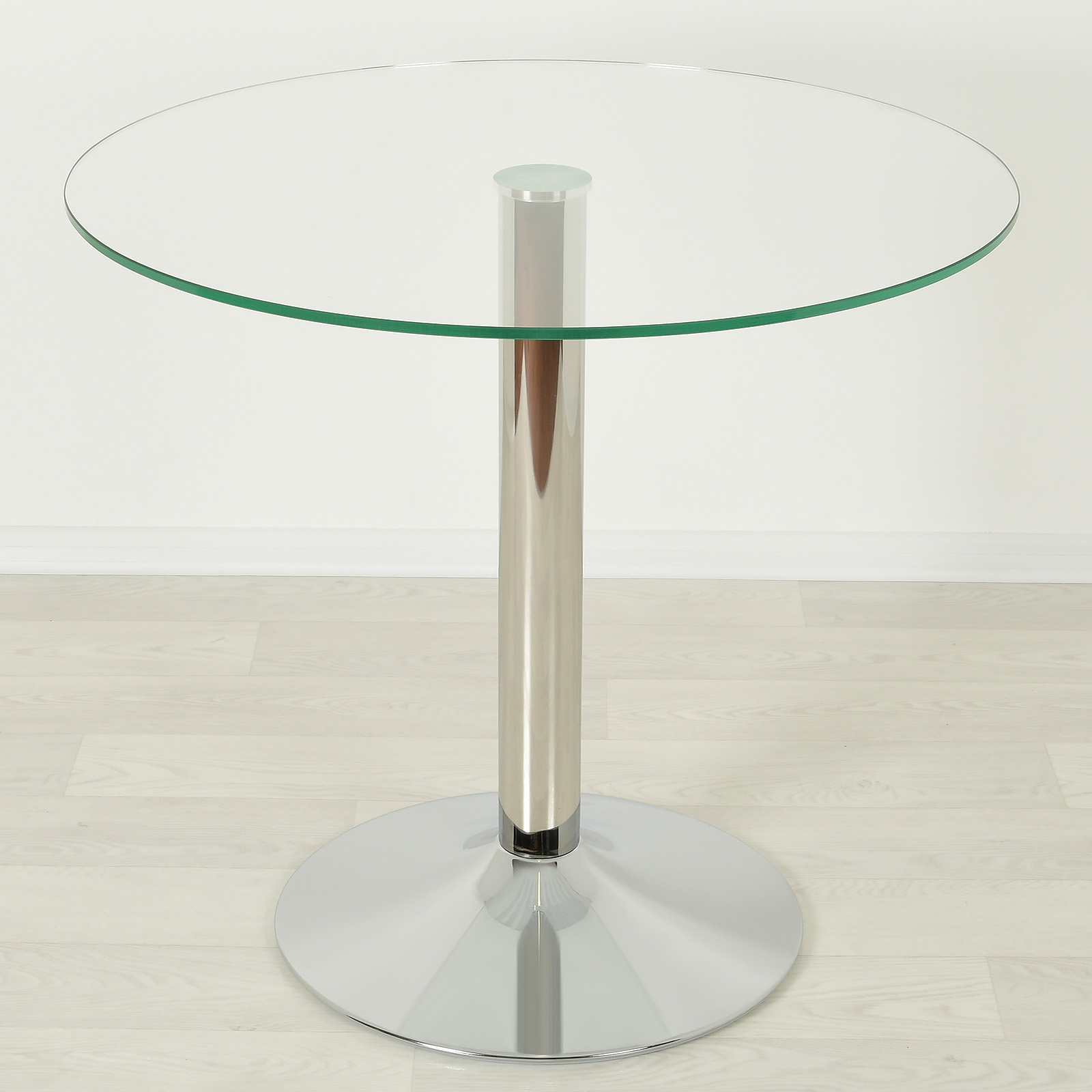 Стеклянный стол Mebel Apartment Троя 18 прозрачный/хром D80