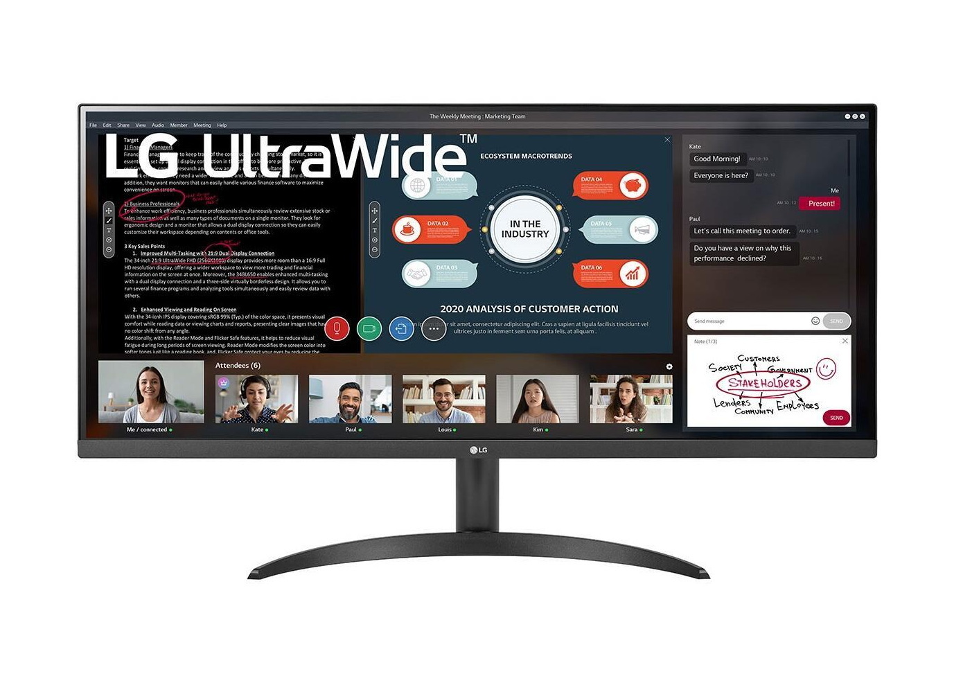 34" Монитор LG 34WP500-B Black 75Hz 2560x1080 IPS