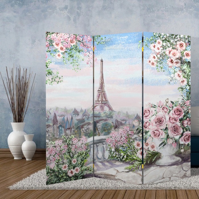 Ширма "Картина маслом. Розы и Париж", 160x150 см
