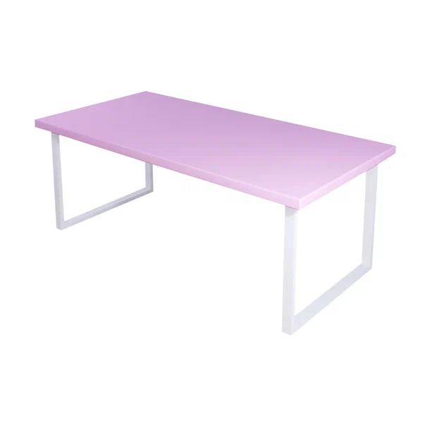 Журнальный стол Solarius Loft металл-дерево 140х75х50, розовый с белыми ножками