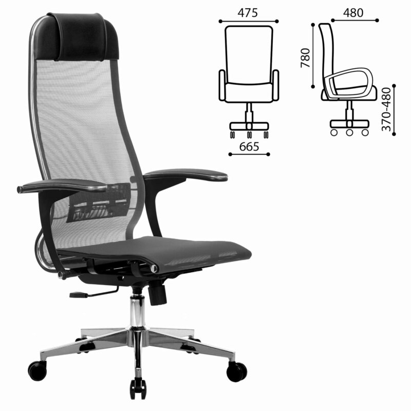 Кресло компьютерное МЕТТА-4(MPRU)/подл.158/осн.004 Серый/Серый