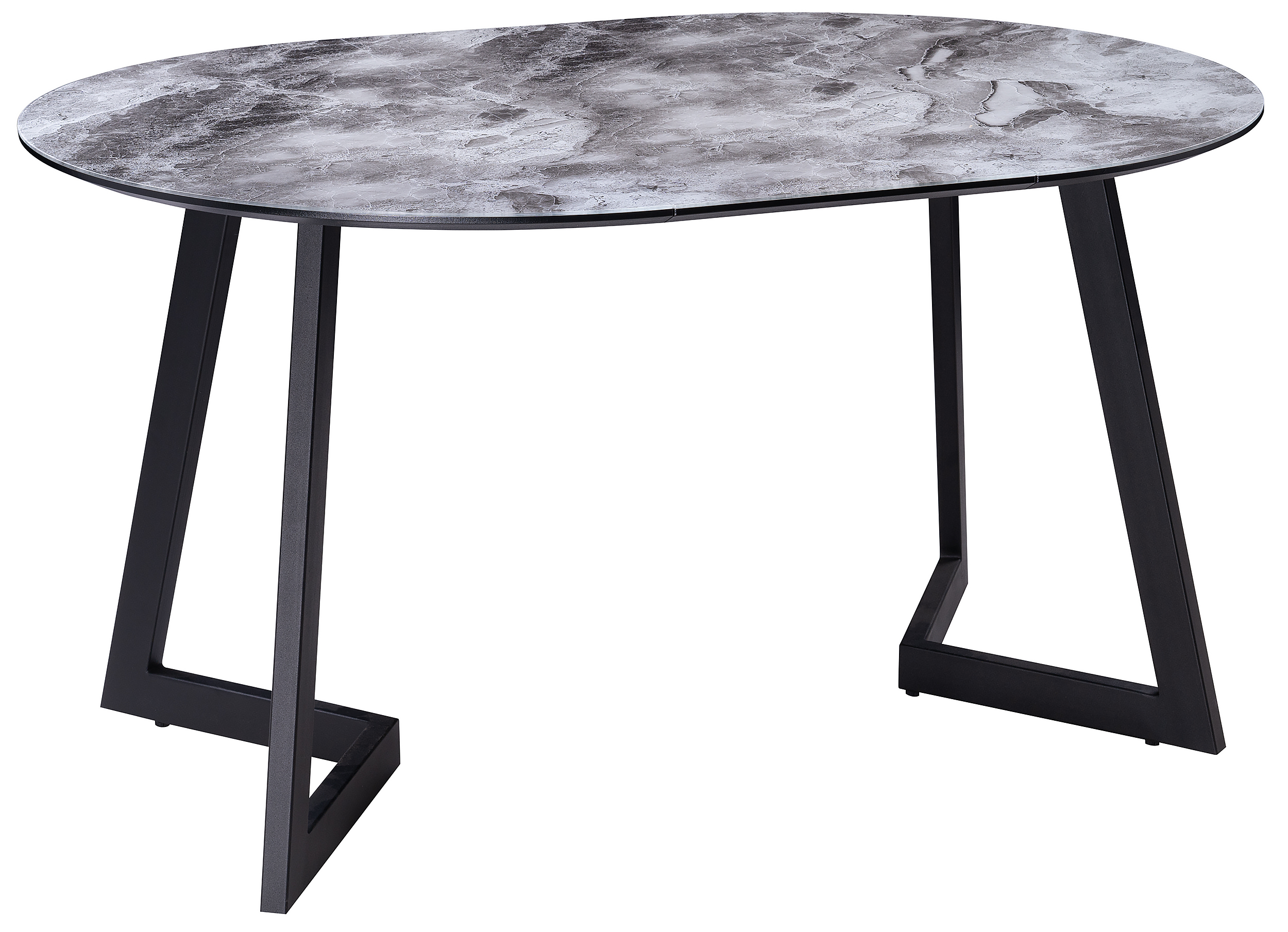 Стеклянный стол Woodville Алингсос Мрамор серый/Черная шагрень