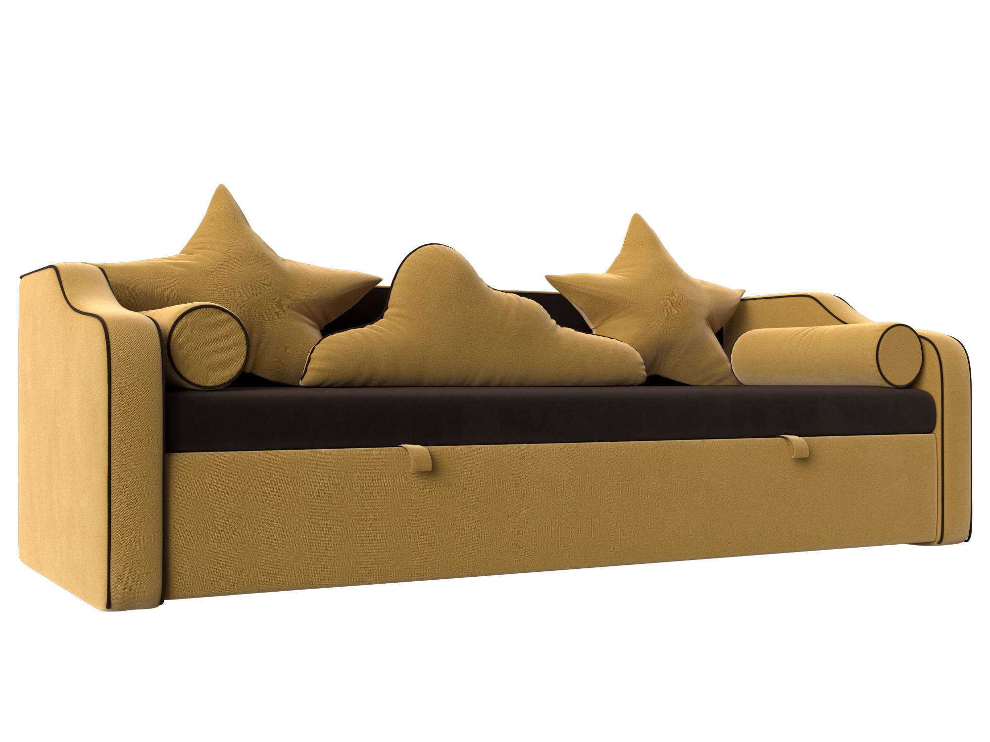 Детский диван-кровать Лига Диванов Рико Коричневый/Желтый (микровельвет)