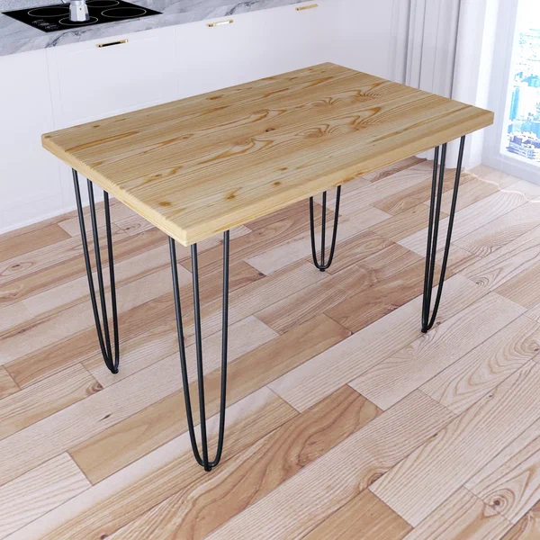 Стол кухонный Solarius Loft металл-дерево 100x80х75 без шлифовки и покрытия, черные ножки