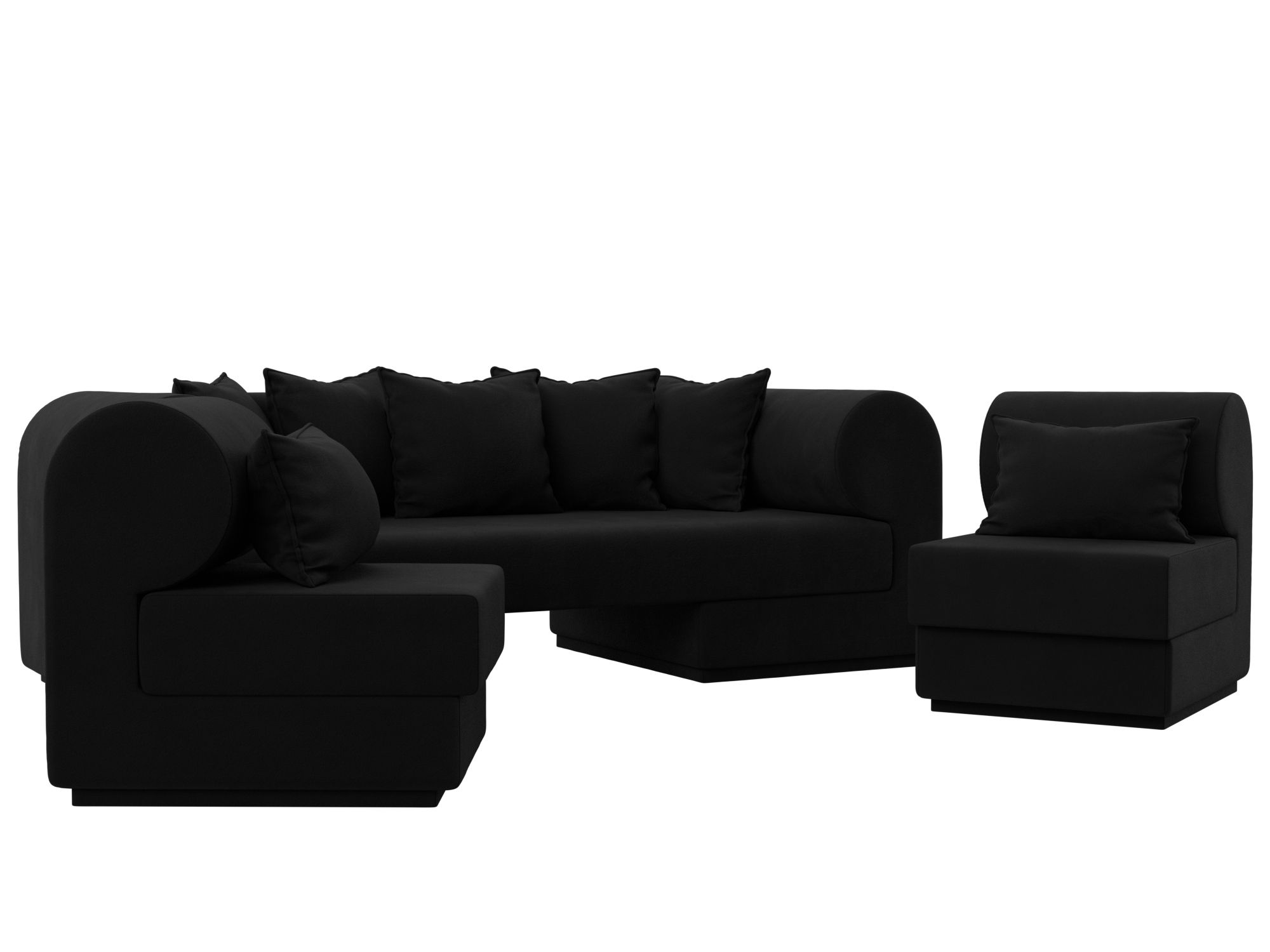 Набор Кипр-3 (диван, 2 кресла) микровельвет черный