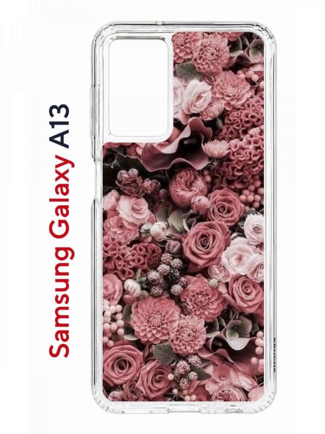 Чехол на Samsung A13 с принтом Kruche Print цветы, противоударный бампер, с защитой камеры