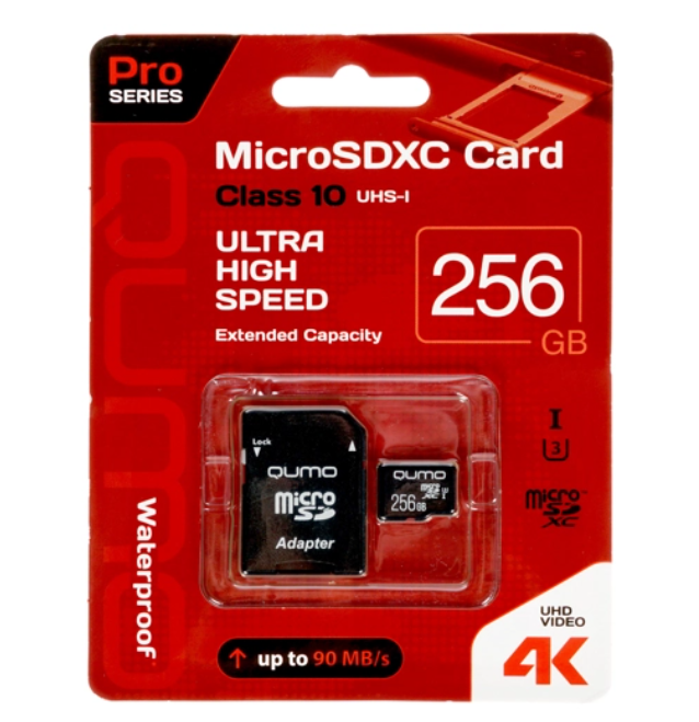 Карта памяти QUMO Micro SDXC 256Гб (QM256GMICSDXC10U3)