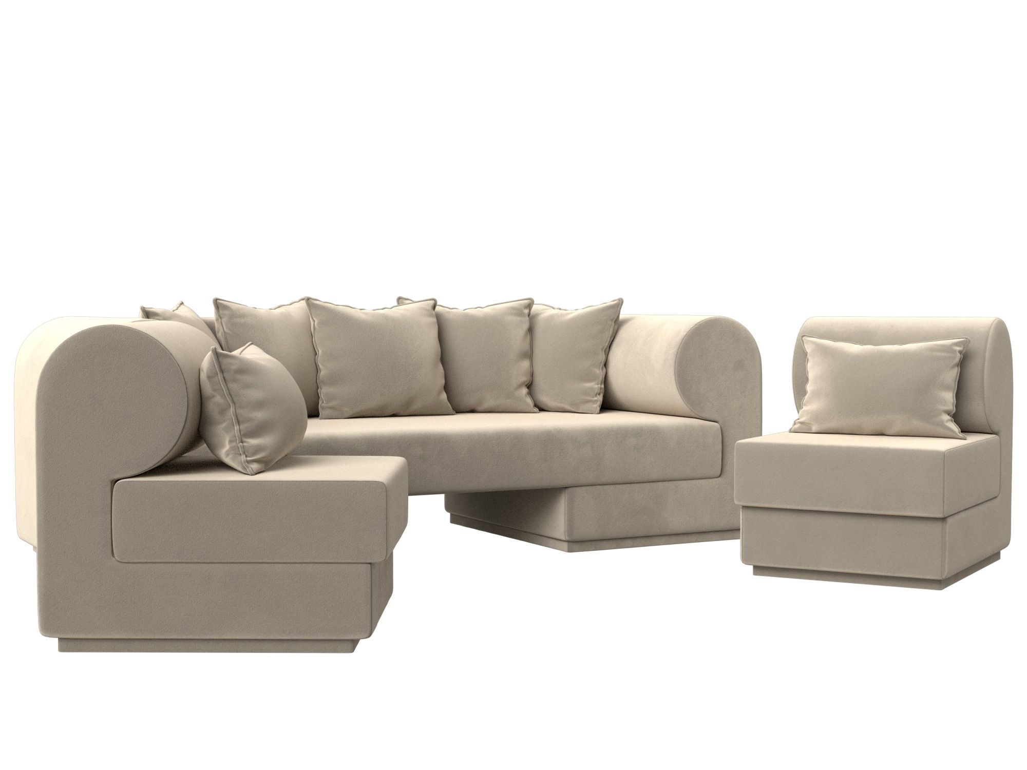 Набор Кипр-3 (диван, 2 кресла) микровельвет бежевый