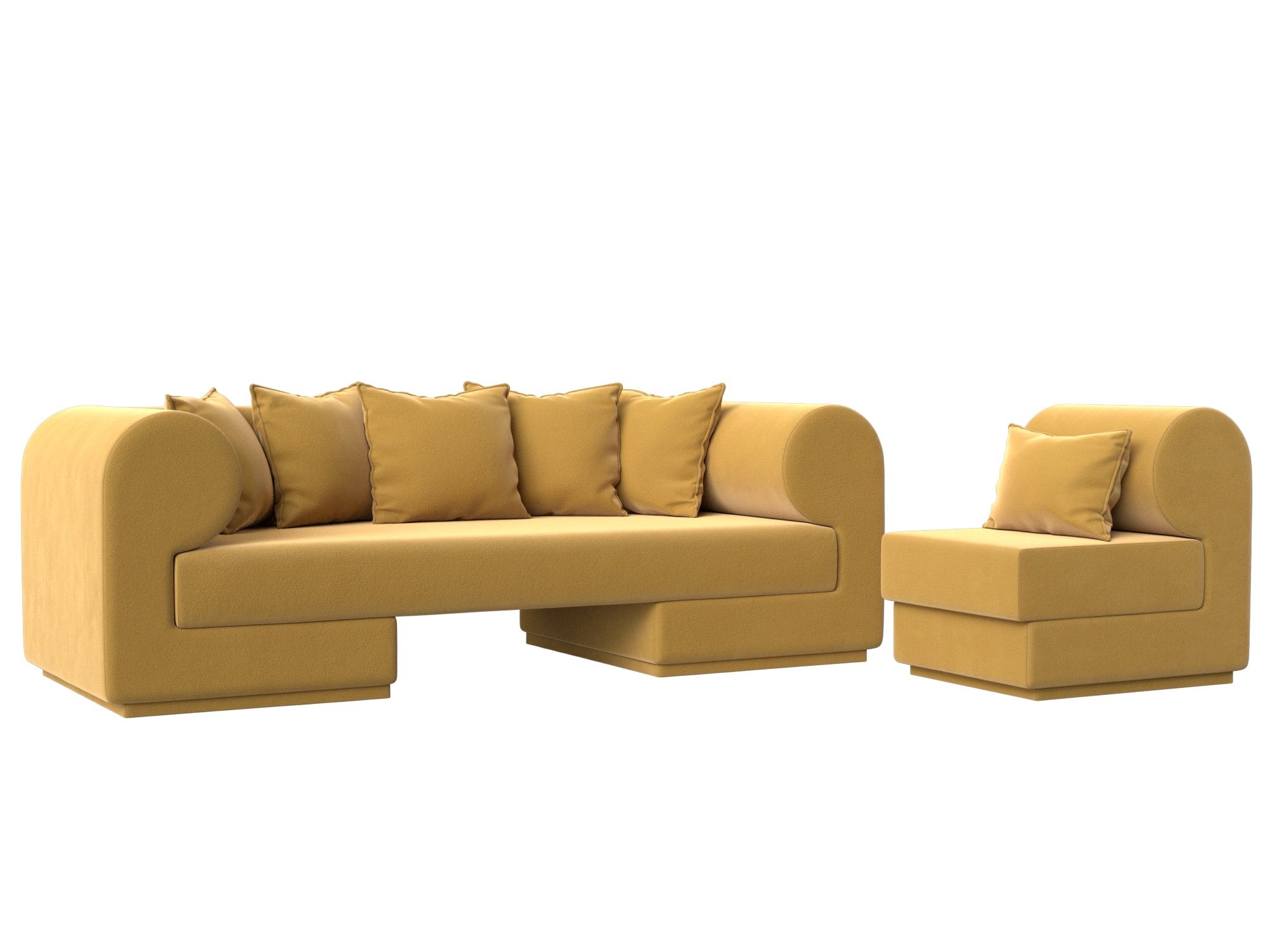 Набор Кипр-2 (диван, кресло) микровельвет желтый
